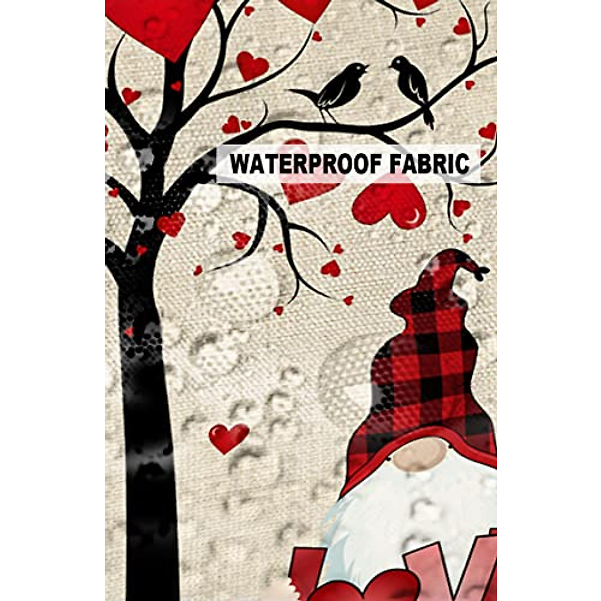 Vandarllin Outdoor Throw Pillows Covers 18X18 Set of 2 Waterproof Happy Valentine's Day Decorative Zippered Lumbar Cushion Covers for Patio Furniture, Gnomes Love Heart Tree