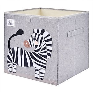 CLCROBD Foldable Animal Cube Storage Bins Fabric Toy Box/Chest/Organizer for Toddler/Kids Nursery, Playroom, 13 inch (Zebra)