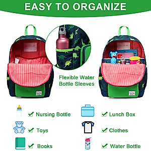 VASCHY Kids Backpack for Boys, Cute Lightweight Water Resistant Preschool Backpack for Boys and Girls Kindergarten Bookbag Dinosaur