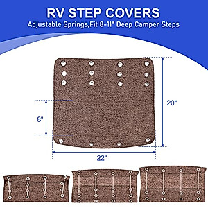 RISTOW RV Step Covers 3 Pack 22" Wide RV Step Rug with Install Hooks Fit 8-11" Deep Camper Step Cover RV Stair Covers Ideal for Wide Radius Steps - Brown