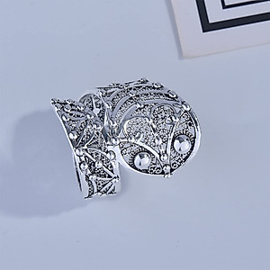 SWBRJ Wide Snake Band Ring,S925 Sterling Silver Gothic Punk Biker Cocktail Party Cobra Full Finger Thumb Index Finger Wide Band Ring for Women (Ring_A, 10)