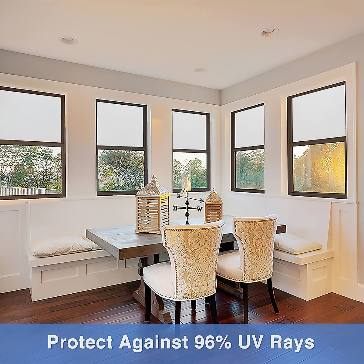 VILMA Window Privacy Film Frosted Glass Window Film Sun Blocking Non Adhesive Heat Blocker Static Window Clings Opaque Decorative Window Stickers for Bathroom Home Office 17.5 x 78.7 Inches