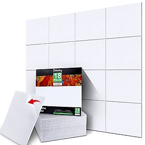 18 Pack White Acoustic Panels 12"X12"X 0.4"Soundproof Wall Panels Wall Decoration Sound Absorbing Panel High-Density Sound Deadening Panels Acoustic Treatment Panel For Home Studio