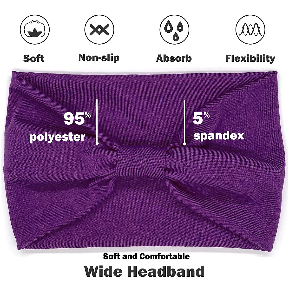 IVARYSS Wide Headbands for Women, Cute Bright Knotted Head Wraps Turbans, Large African Style Head Bands Hair Accessories, 6 Pack