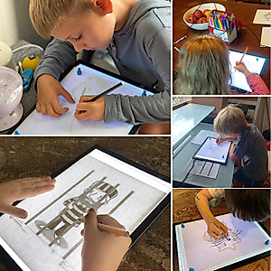 Magnetic Light Box for Tracing, A4 Light Pad for Drawing with 4 Magnets, 2 Scale (CM & INCH) Portable Ultra-Thin Sketch Pad, Dimmable Light Table for Diamond Painting, X-ray View (4 Magnets Included)