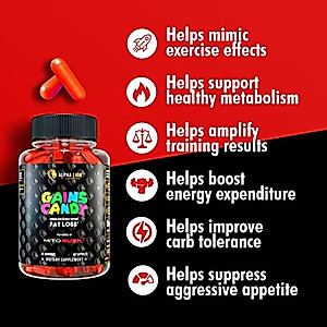 ALPHA LION Gains Candy, Supplement Pills That Support Weight Loss, Appetite Suppressant, Keto-Diet Friendly, Decrease Body Fat, Upgrade Energy & Workout Performance, 60 Capsules (MitoBurn®)