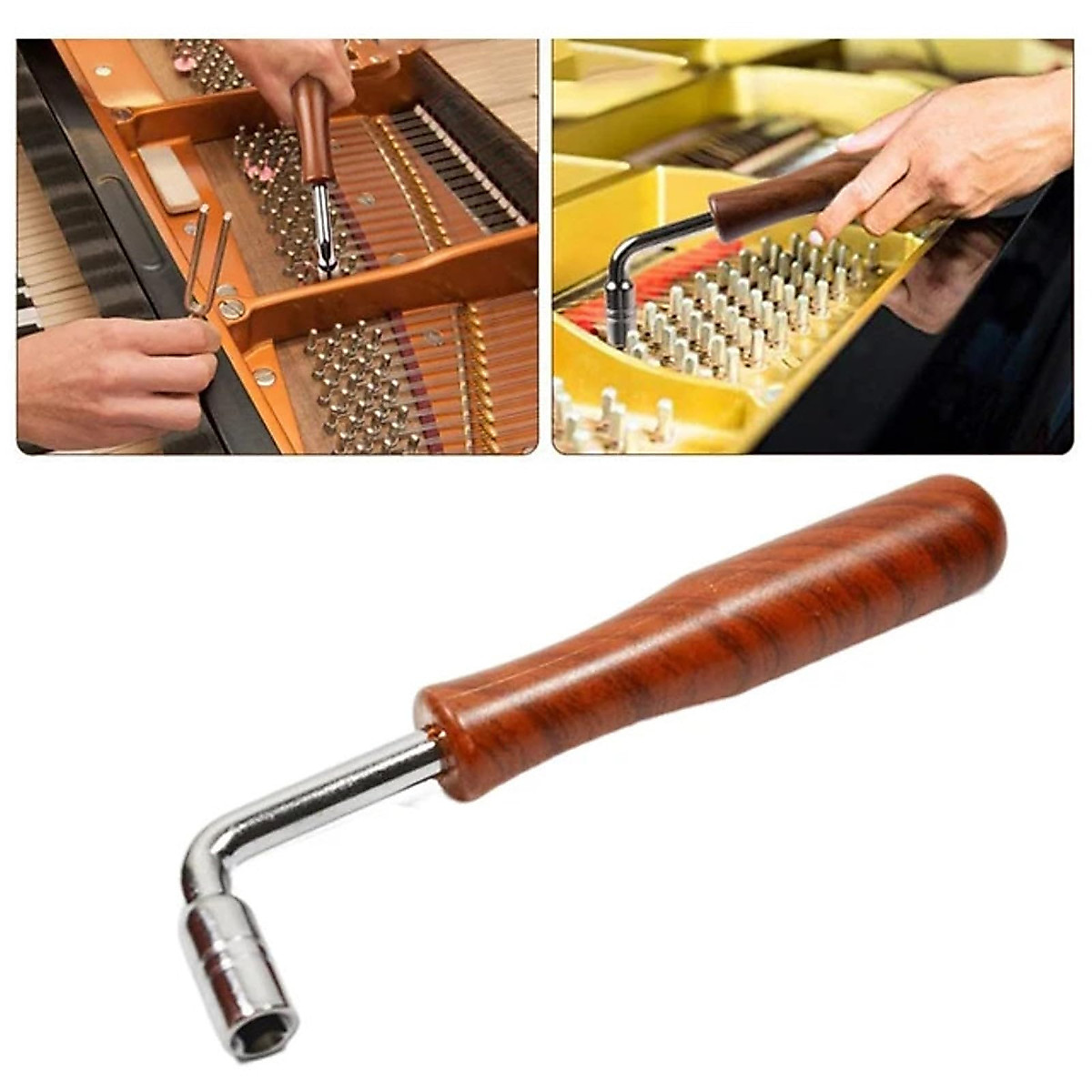 Professional Piano Tuner Spanner L Shape Piano Tuning Hammer Lever Wrench Hardwood Handle Guzheng Repair Tool Llave Afinar Piano Tuner Wrench Tuner