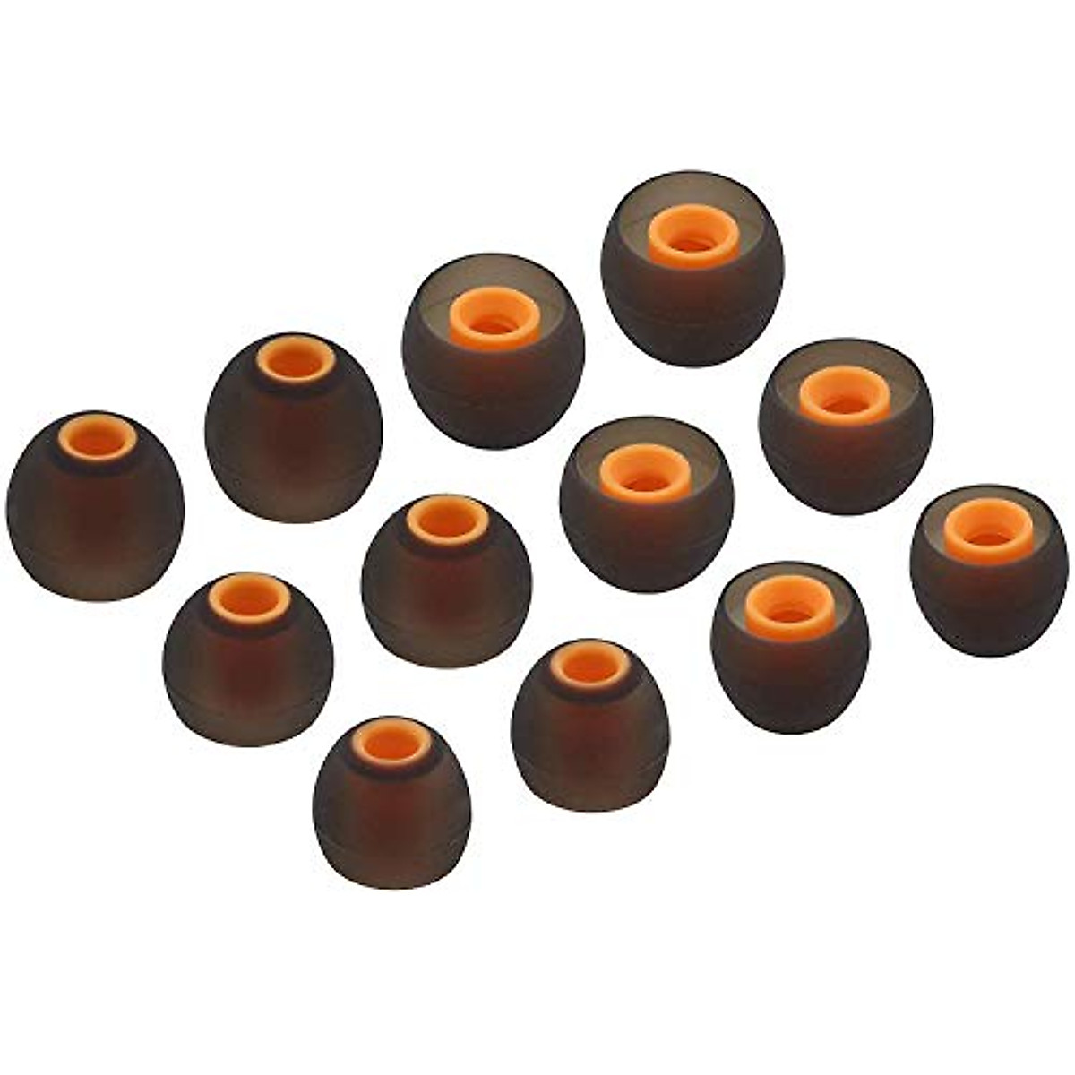 ALXCD Ear Tips for Lifestyle Tune 110BT in-Ear Headphones, 6 Pairs S M L Sizes Replacement Silicone Earbud Tips, Fit for 110BT，Black/Orange