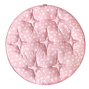 Moonsea Round Kids Play Mat Pink Star Nursery Rug for Baby Girl, Soft Crawling Non Slip Cushion Play Mat for Children Toddlers Bedroom and Princess Pop Up Play Tent, Diameter 40''