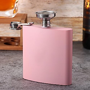 Pink Liquor Flask for Women 6 Oz - 18/8 Stainless Steel Cute Portable Hip Whiskey Flask for Bar BBQS and Traveling Christmas Thanksgiving Gifts