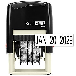 ExcelMark 7820 Self-Inking Rubber Date Stamp – Great for Shipping, Receiving, Expiration and Due Dates (Black Ink)
