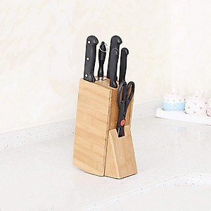 Fdit Multifunctional Bamboo Knife Rack Kitchen Knife Rack Storage Kitchen Knife Rack Ventilated Knife Holder Knife Block Tool