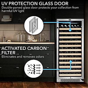 Whynter BWR-1002SD 100 Built-in or Freestanding Stainless Steel Compressor Large Capacity Wine Refrigerator Rack for Open Bottles and LED Display, Black-100, Black