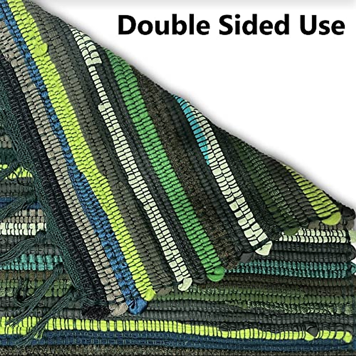 Aitik Chindi Rag Rug - Handmade Reversible - Boho Farmhouse Rustic Area Runner Rug for Living Room Kitchen Entryway - 28"x72" (2'4"x6') - Green