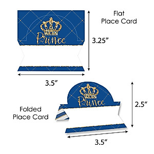 Big Dot of Happiness Royal Prince Charming - Baby Shower or Birthday Party Tent Buffet Card - Table Setting Name Place Cards - Set of 24