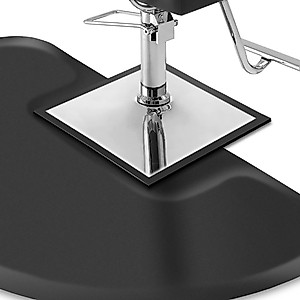 Saloniture 3 ft. x 5 ft. Barber & Salon Floor Mat for Square Chair Base - 1/2 in. Thick Black Semi-Circle Anti-Fatigue Stylist Station Mat