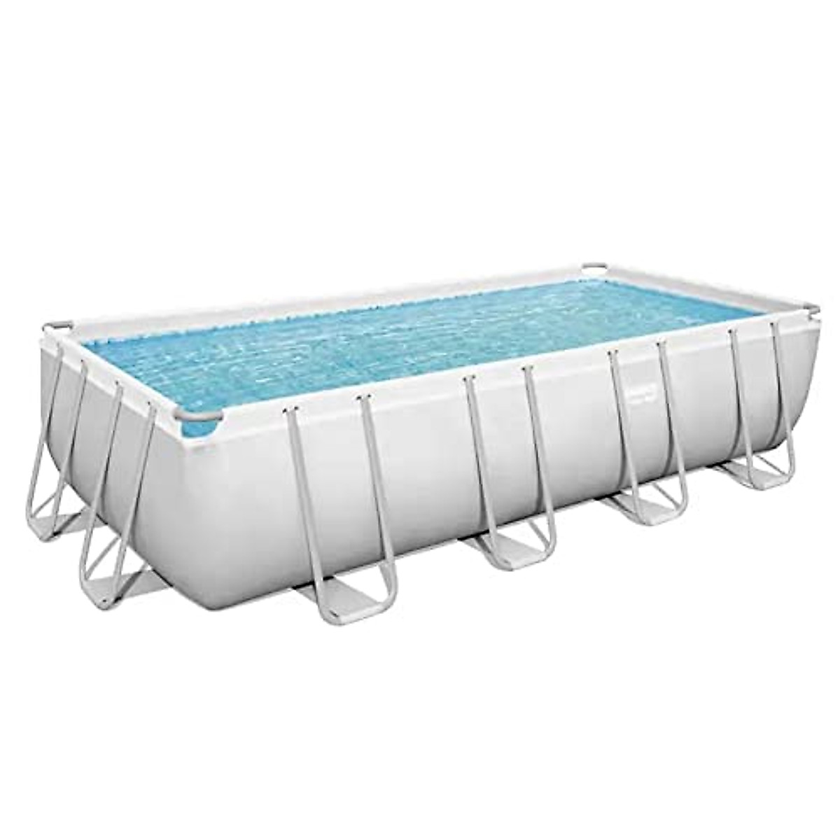 Bestway 18' x 9' x 4' Power Steel Frame Above Ground Rectangular Swimming Pool Set w/ 1000 GPH Sand Filter Pump, Pool Cover, Ladder, Skimmer, & Vacuum