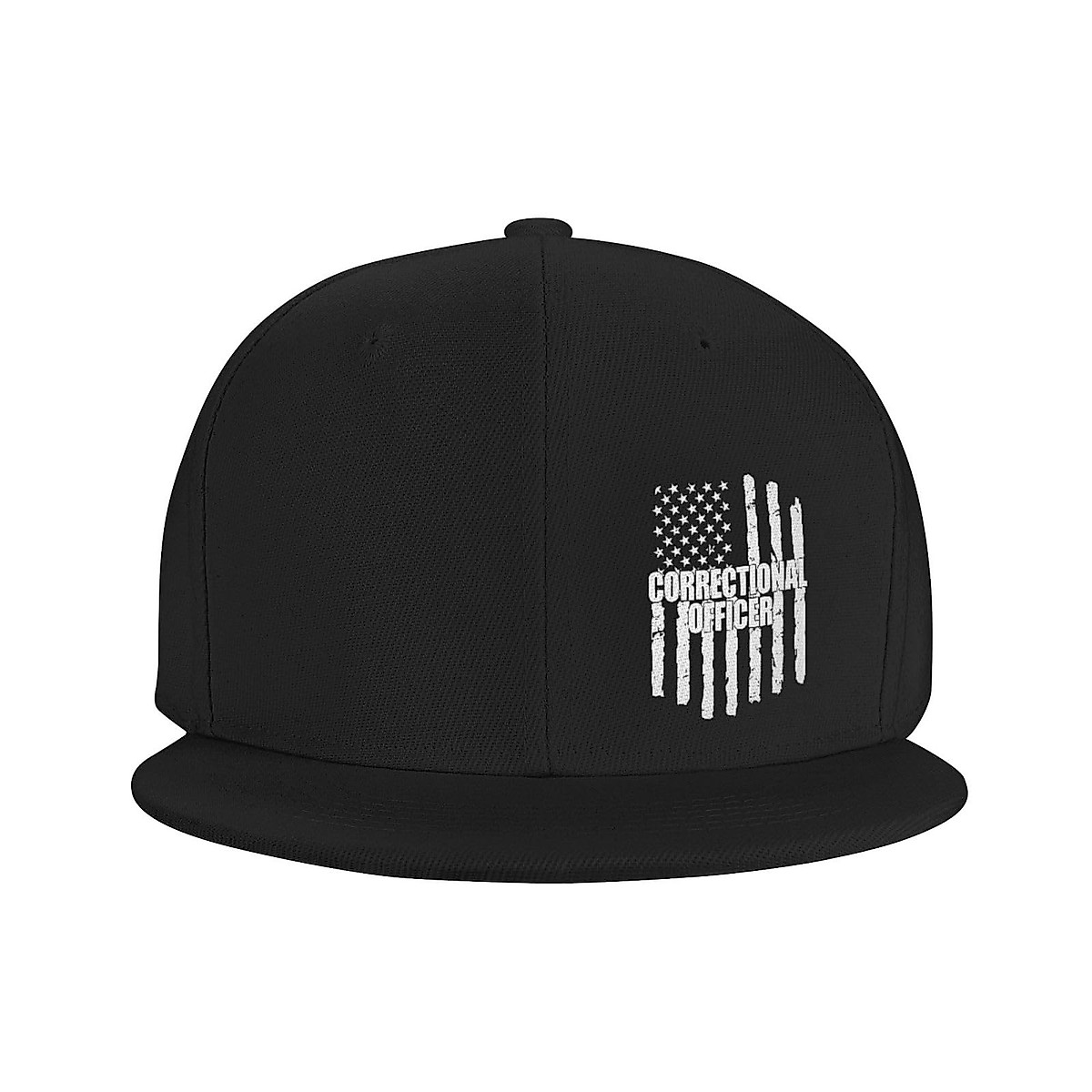 wikjxiz Corrections Officer Hat Flat Bill Baseball Cap Hip Hop Style Flat Visor Hats Adjustable Fashion Black Cap Unisex