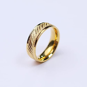 XC Jewelry Spinner Ring for Women Men Fashion Stainless Steel Fidget Ring for Anxiety Engraved 24k Gold Plated Band Rings Size 7-10 (7)