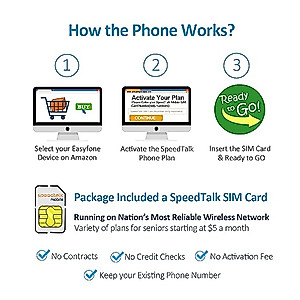 Easyfone Prime-A6 4G Unlocked Feature Cell Phone, Easy-to-Use Clear Sound Big Battery Basic GSM Mobile Phone with an Easy Charging Dock