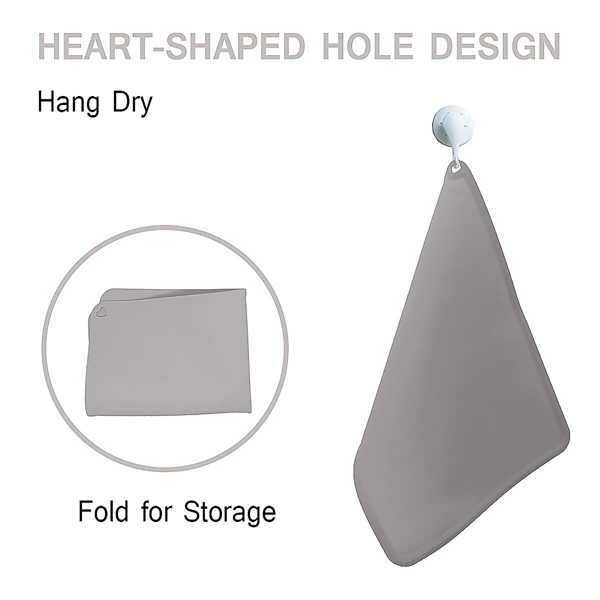 Kids Silicone Placemat, KVK Baby Placemats for Kids Toddler Children Reusable Non-Slip Table Mats Baby Food Mats for Restaurant, 2 Pack, Grey