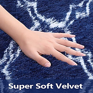 4X6 Feet Navy Blue Soft Area Rug for Bedroom Living Room Furry Big Plush Fuzzy Rugs Luxury Fluffy Rug for Girls Boys Kids Room Shaggy Carpet (4X6 Feet, Navy Blue/White)