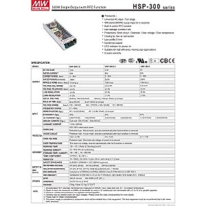 MEAN WELL HSP-300-5 5V 60A 300W Single Output with PFC Function LED Sign Panel