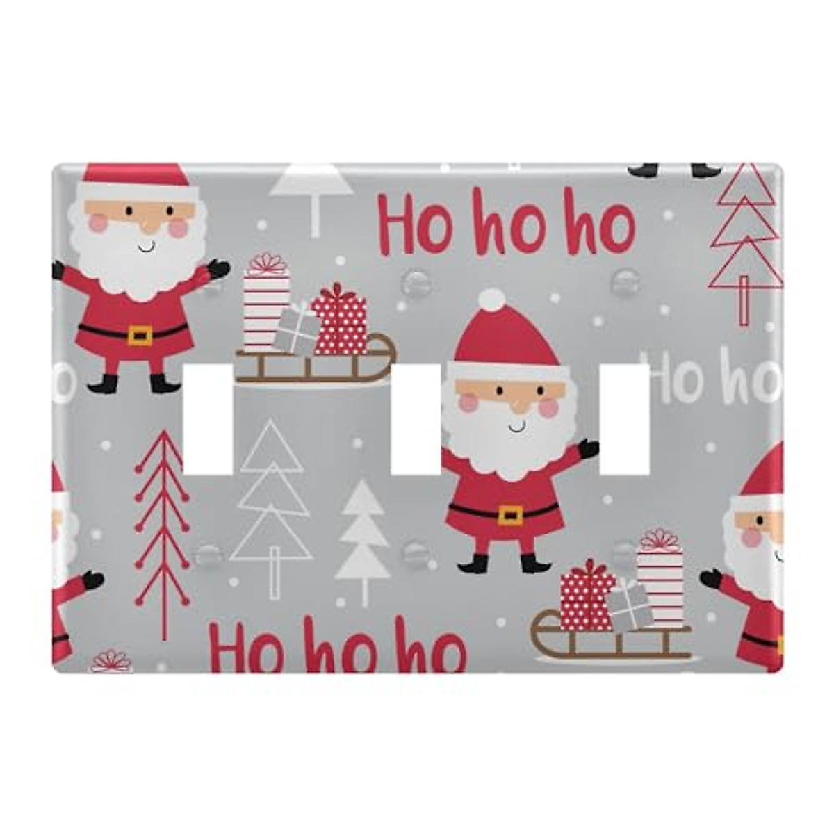 FJDENG Christmas Santa Claus Light Switch Cover,PC Decorative Double Toggle Switch Plate Covers Standard Size 1 Gang,4.56 x4.48 Inch