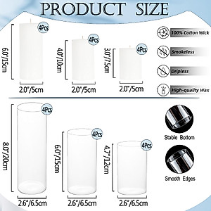 PNJHDZ 24 Pcs White Pillar Candles and Glass Candle Holders, Clear Cylinder Vases Pillar Candle Holders for Pillar Candles, Hurricane Candle Set for Wedding Party, Event, Home Office Decor