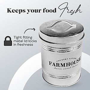 Amici Home Farmhouse Galvanized Canister Canister-76 oz, 76 oz, Gray