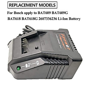 BC660 Li-ion Charger for Bosch SKC181-02 BC1880 BC630 BAT609G BAT618 2607336236 Electrical Drill 14.4V- 18V 1018K Replacement Battery (US Plug)