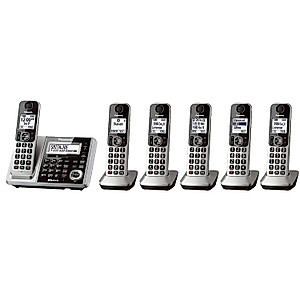 Panasonic KX-TGF375S + 1 KX-TGFA30S Handset (6 Handsets Total) Bluetooth Cordless Phone System with Dual Keypad (KX-TGF370S + 5, KX-TGF372S + 4, KX-TGF373S + 3, KX-TGF374S + 2) (Renewed)