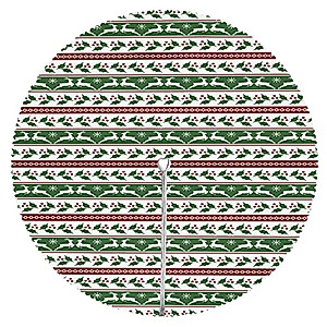 Christmas Pattern round outdoor tablecloth,Round Tablecloth with Umbrella Hole and Zipper for Patio Garden,Waterproof Spill-Proof,for umbrella table Patio Garden(52" Round,Dark Green Burgundy White)