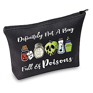 TSOTMO Evil Queen Witchy Gift Poison Apple Zipper Makeup Pouch Witch Poison Gift Poison Villains Inspired Gift Halloween Party Gift Villain Fans Gift (Full Of Poisons BLK)