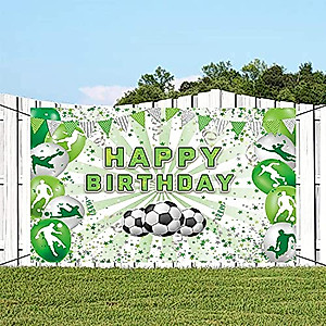 Soccer Themed Birthday Party Decoration Soccer Happy Birthday Backdrop Photo Background Banner Poster for Soccer Party Decorations Party Supplies 70.8 x 47.2 Inch