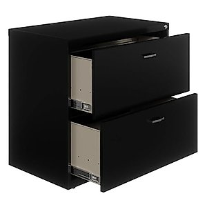Hirsh Lateral Metal File Cabinet 30" W 2 Drawer Set Black with Front/Back Rails
