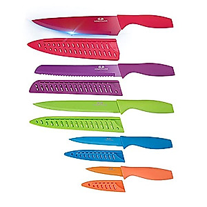 G.a HOMEFAVOR Knife Set, 5-piece Colored Knife Set Nonstick Coated with 5 Knife Sheath Covers