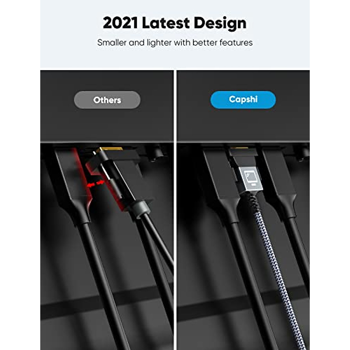 Capshi VGA to VGA Cable 6 Feet, VGA Cable 1080P Full HD Computer Monitor Cable with 15 pin 24k Gold-Plated Male to Male Cord for PC Laptop TV Projector[Aluminum Shell, Nylon Braided]