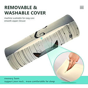 xigua Funny Cat Neck Roll Pillow for Neck Relief with Removable Washable Cover - Memory Foam Round Cylinder Bolster, Ergonomically Designed for Head, Neck, Back, and Legs