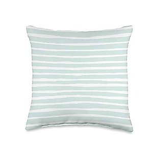 Vine Mercantile Cute Pastel Mint Green Aqua & White Wavy Stripe Throw Pillow, 16x16, Multicolor