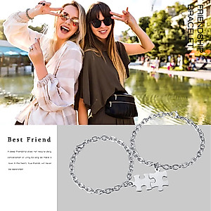 VNOX Personalized Customized Puzzle Piece Bracelet Set of 4 Link Bracelet for Best friend BFF Family Love/Friendship Jewelry Gift Sets