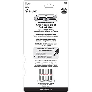 PILOT G2 Premium Refillable and Retractable Rolling Ball Gel Pens, Fine Point, Blue Ink, 5-Pack (31299)