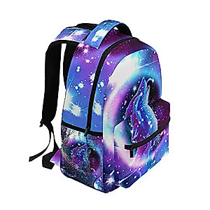Galaxy Wolf School Backpacks for Kids Boy Girls 3D Animal Star Space Backpack Bookbags School Bag Daypack 14 inch Laptop Backpacks Camping Travel Outdoor Shoulder Bag
