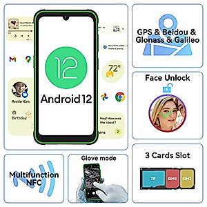 Rugged Unlocked Phones, Blackview BV5200 Pro (2023New) Android Phone, 7GB+64GB/1TB Extension Unlocked Cell Phone, Android 12 Smartphone, ArcSoft® 13MP, 6.1''HD+,Face ID,NFC, 5180mAh Battery,Glove Mode