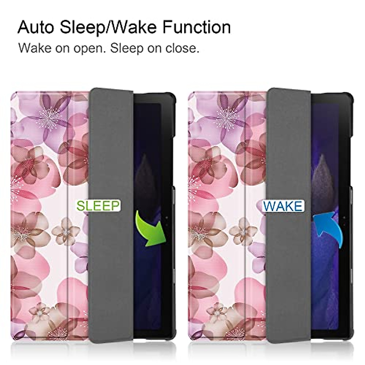 Ratesell Case Cover for Samsung Galaxy Tab A8 10.5-Inch 2022 (SM-X200/X205/X207), Shockproof Ultra Thin Lightweight Tri-Fold Stand Cover with Auto Wake/Sleep Flower