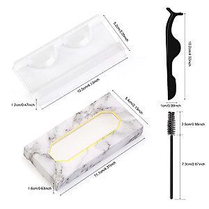 175 Pieces Lash Packaging Wholesale, Include 30 Empty Eyelashes Packaging Box, 30 False Lash Trays, 15 Eyelash Tweezers and 100 Eyelash Brush Mascara Wands Disposable (Marble)