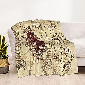 Personalized Map Throw Blanket, Soft Cozy Custom Blanket for Women Men Gifts, All Seasons Warm Flannel Travel Blanket for Couch Sofa Chair Camping, 50x60 Inch