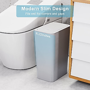 ePiiChua 3 Pack 10 Liter / 2.6 Gallon Small Trash Can with Lid, Bathroom Garbage Can with Pop-up Lid, Waste Basket for Bathroom, Kitchen, Bedroom, Powder Room, Craft Room, Office, College (Gray)