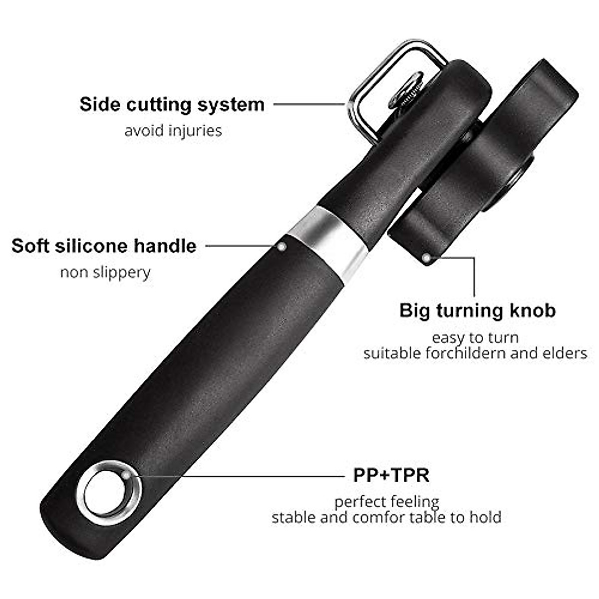 Can Opener Smooth Edge Manual, Can Opener Handheld, No Sharp Edges With Soft Grips, Food Grade Stainless Steel Cutting Can Opener, Professional Ergonomic Can Opener for Kitchen & Restaurant