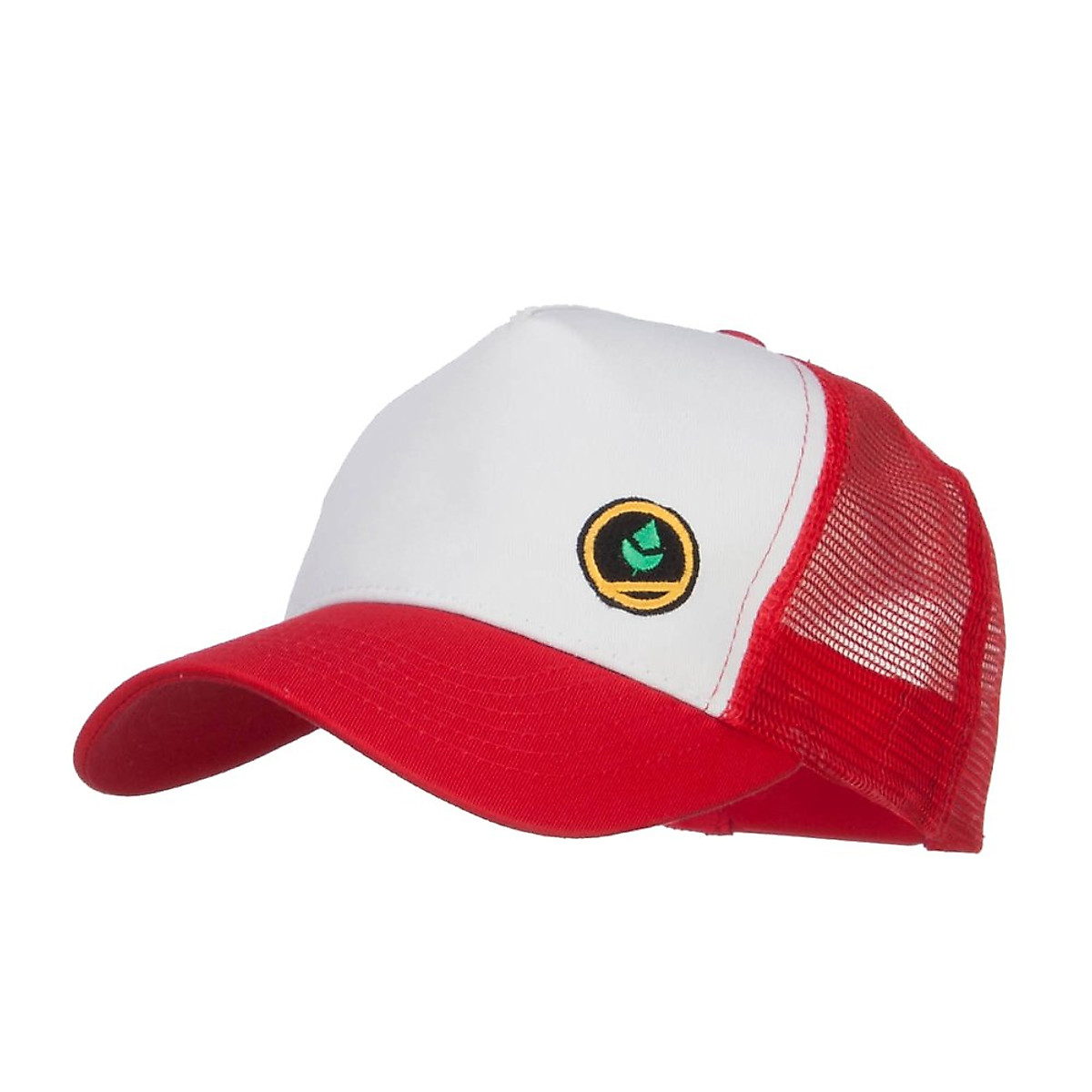 Trainer Red Poke Monster Embroidered Mesh Cap - White Red OSFM